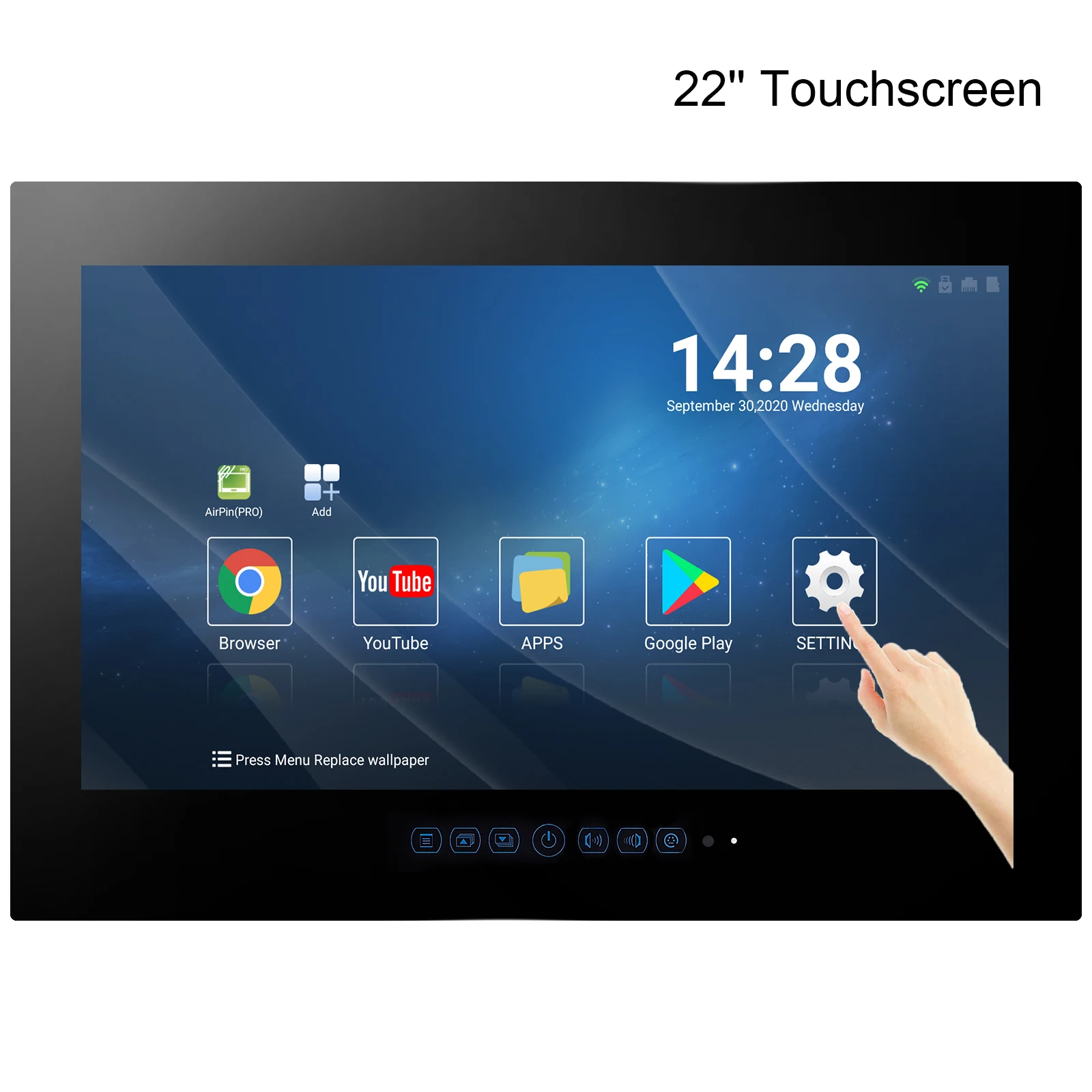 Haocrown 22 Inch Smart Touchscreen Bathroom TV Black, IP66 Waterproof ...