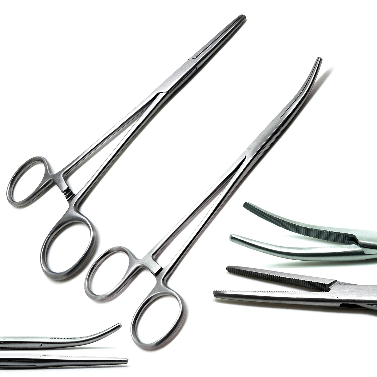 Stainless Steel Curved Tip and Straight Tip Forceps Locking Clamps ...