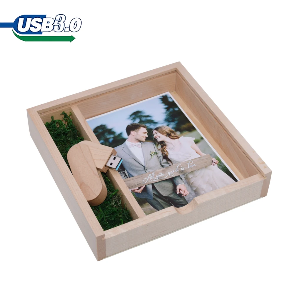 Photo Album Usb + Box Wooden USB 3.0 U Disk Flash Drive Pendrive 4GB ...
