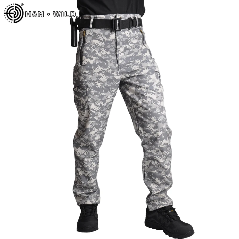 HAN-WILD-Tactical-Pants-Soft-Shell-Fleece-Cargo-Pants-Men-Military ...