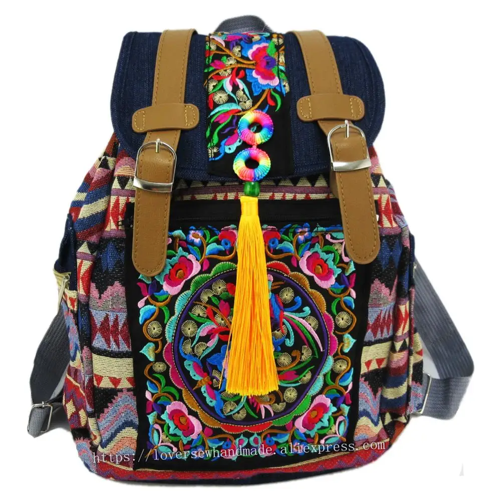 Tribal-Vintage-Hippie-Colorful-Travel-Backpack-Bag-For-Women-Embroidery ...