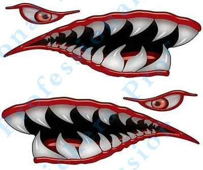 Flying Tiger Teeth Decal Flying Tigers Shark Teeth Decal 1" T X 2.5"
