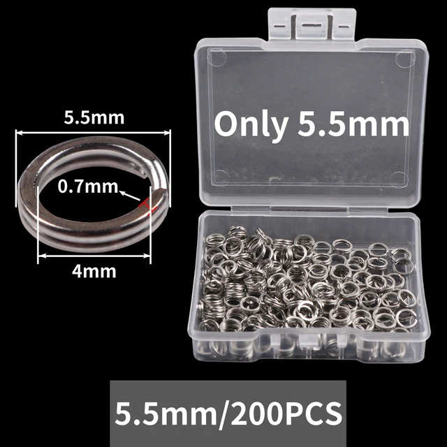 200pcs Stainless Steel Split Ring Assorted Fishing Tackle Fishing Rings ...