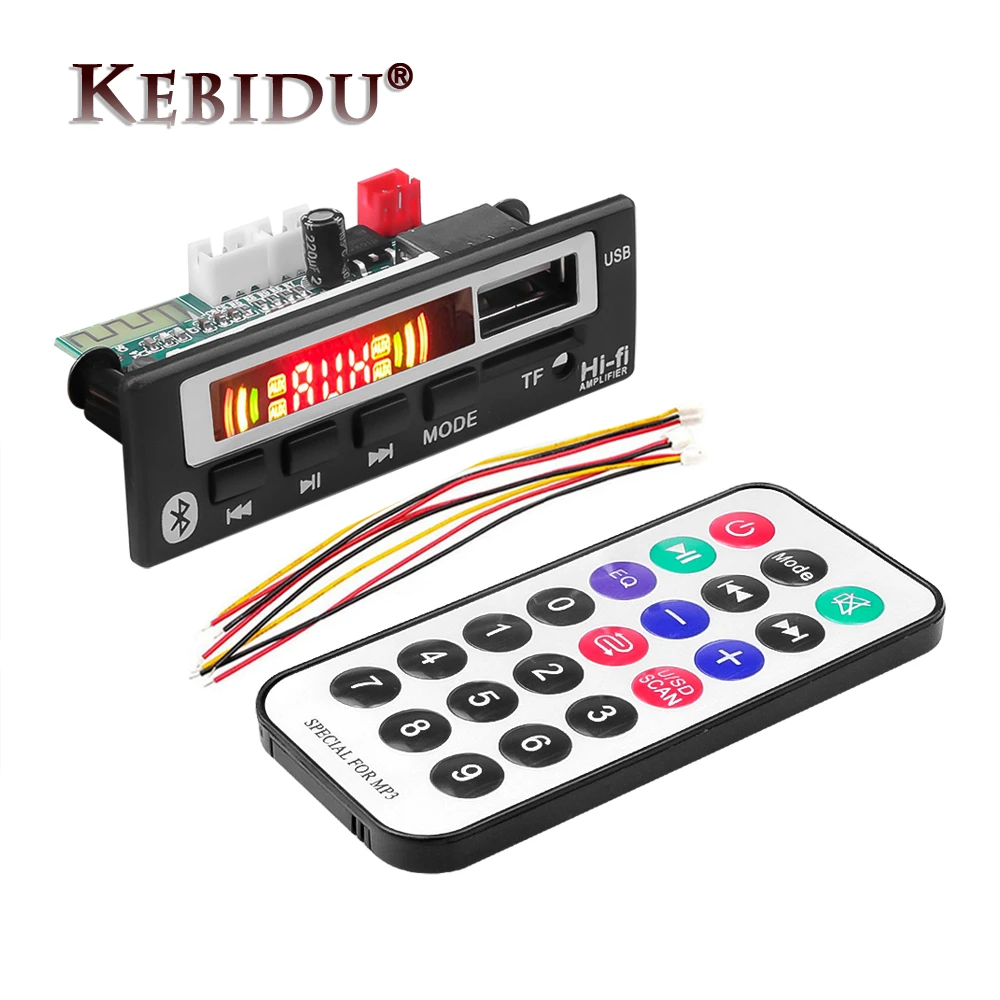 Kebidu Wireless Bluetooth 5V 12V MP3 WMA WAV Decoder Board Audio Module ...