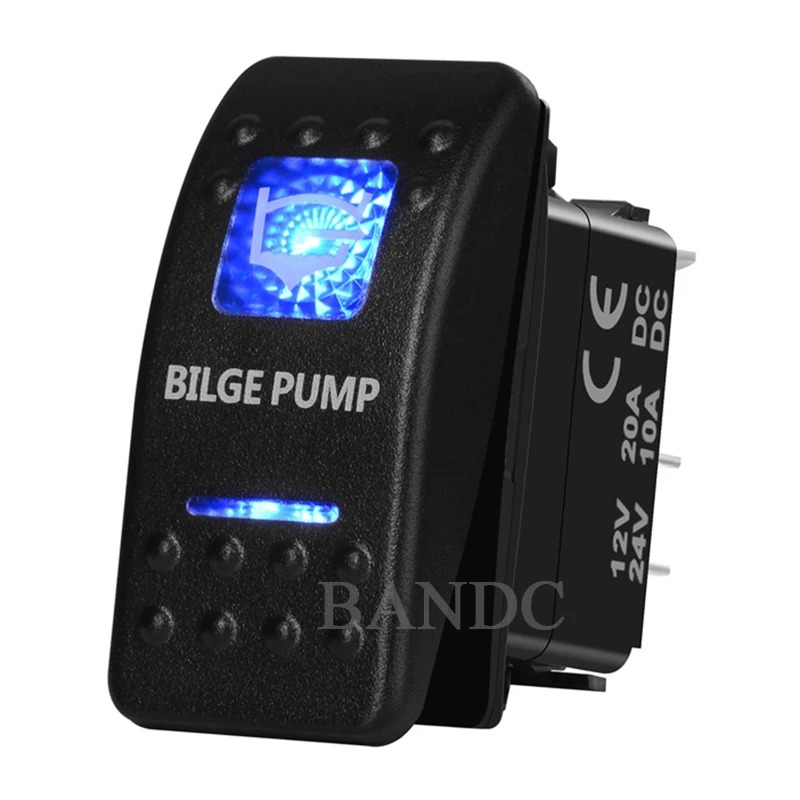 Bilge-Pump-Rocker-Switch-5P-SPST-On-Off-Illuminated-Blue-Led-Light-for ...