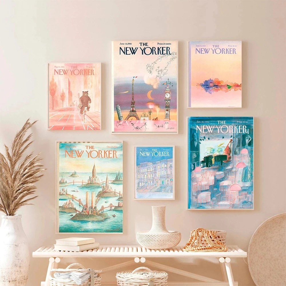Gallery Wall Colorful Home Decor 2020 Vintage Art Retro Pink Magazine ...