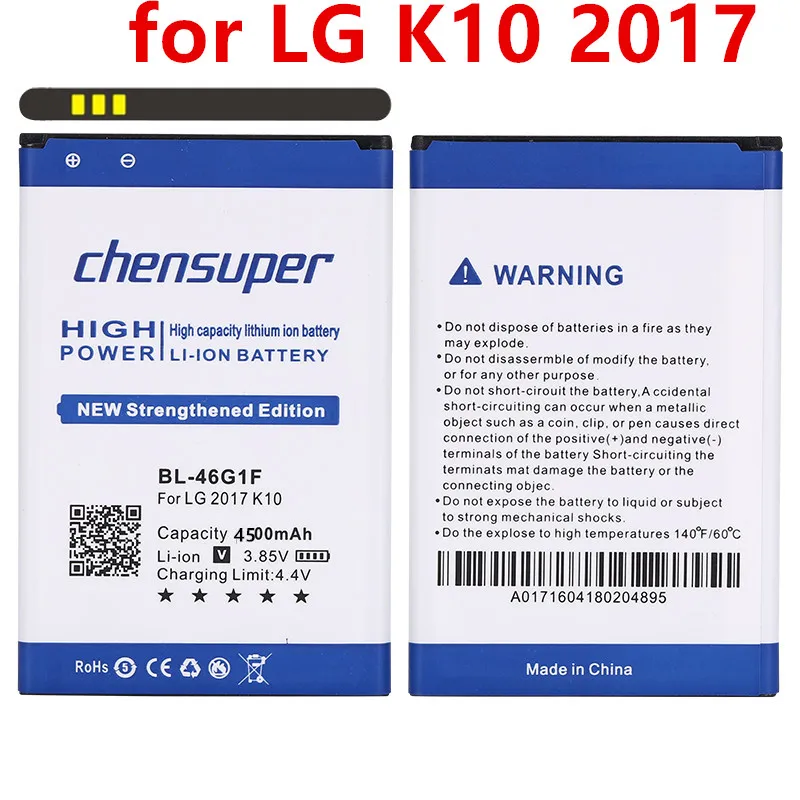 Chensuper Batería de BL 46G1F de 4500mAh, para LG K10, 2017, K20 Plus ...