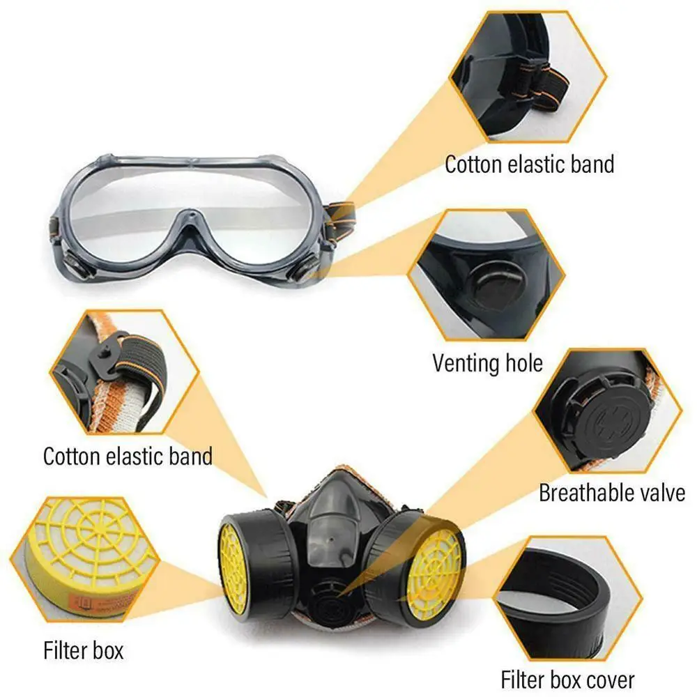 Full Face Gas Mask Protection Mask With Activated Carbon Filters Anti ...