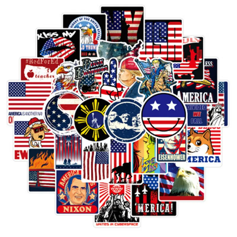100Pcs Skate National Flag Stickers DIY Waterproof PVC Children Mixed ...