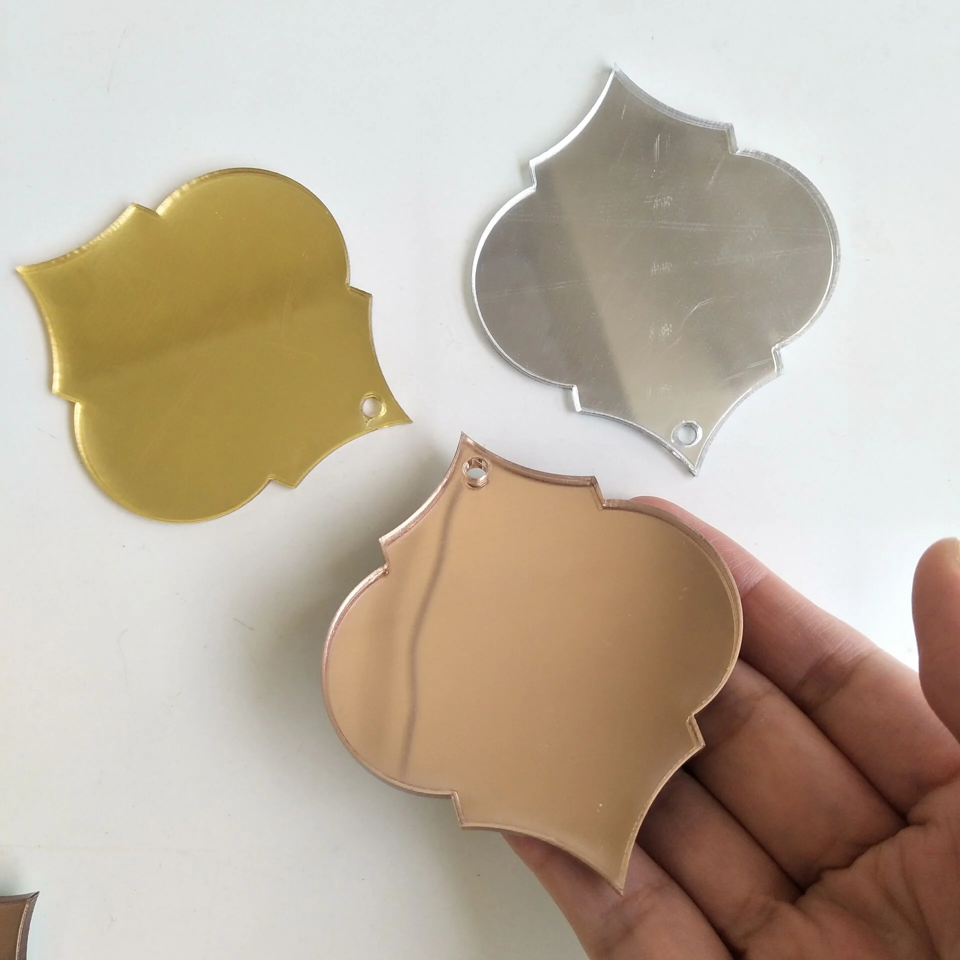 Charms 100 Qty or 250 Rose Gold CUSTOM MIRRORED TAGS Laser Cut Acrylic ...