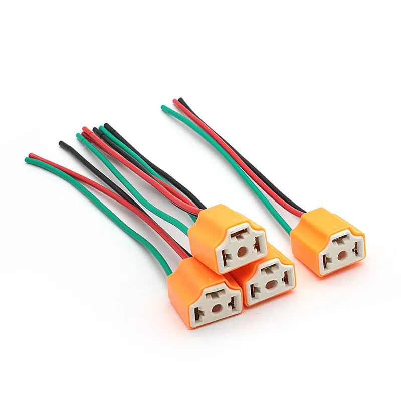 4x H4 9003 HB2 Car Female Ceramic Headlight Light Extension Connector ...