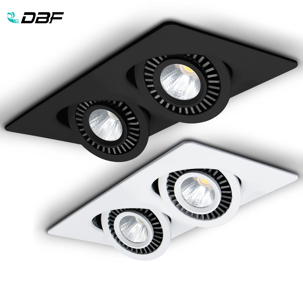 [DBF]360 Angle Rotatable LED COB Recessed Downlight Square 10W 14W 20W 24W Ceiling Spot Light ...
