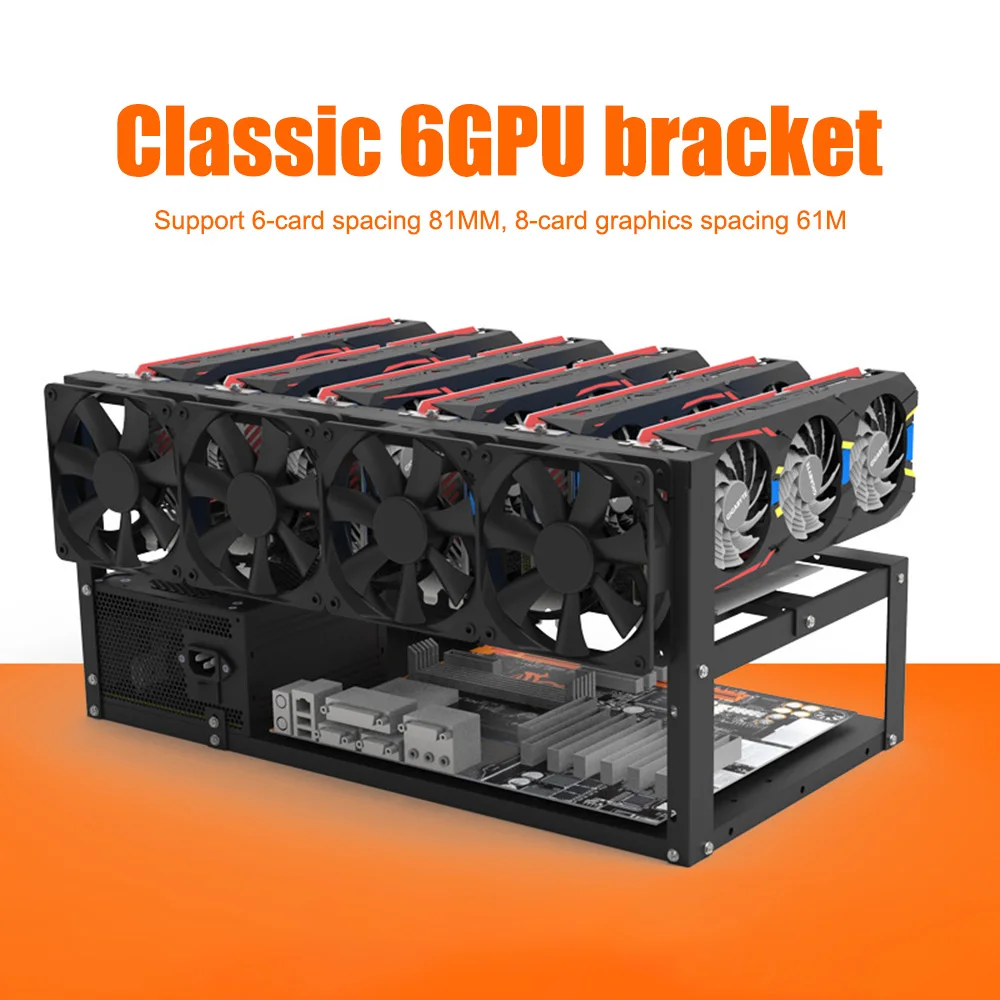 6 GPU Open Mining Rig Frame Stackable Mining Frame Rig Case for ETH/PSU ...