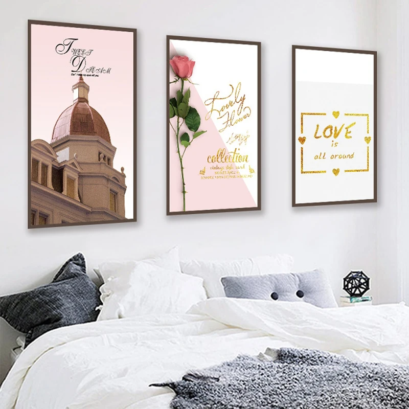 Allah Islamic Wall Art Canvas Poster Pink Flower Mosque Muslim Print ...