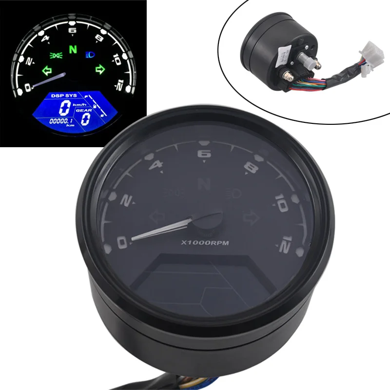 Universal LCD Digital Motorcycle Tachometer Speedometer Odometer ...