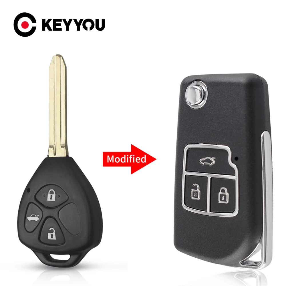 KEYYOU Car Flip Key 2/3 Buttons For Toyota Reiz Camry Rav4 Yaris Toy43 ...