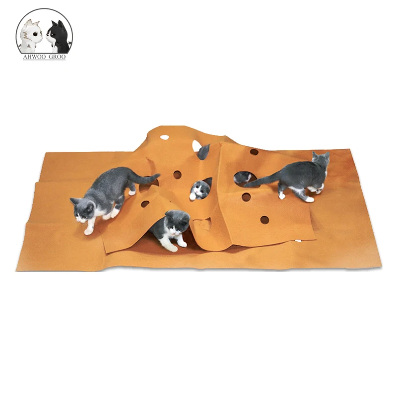 Cat Tunnel Toy Funny Pet Hiding Training Porous Cat Carpet Collapsible ...