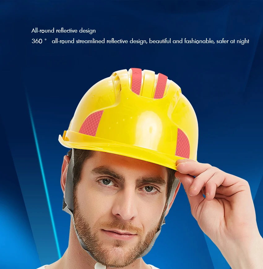 Reflective Strip Safety Helmet Cap Style Vented Hard Hat, 4-Point ...