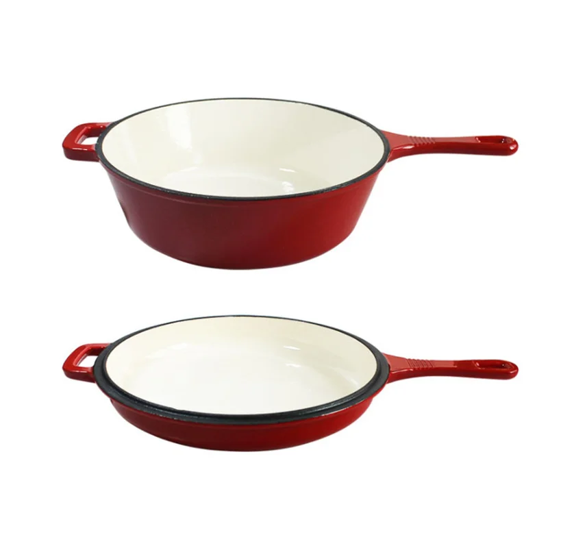 26cm-Cast-Iron-Enamel-Saucepan-Multi-fucntion-Frying-Pan-Roasted ...