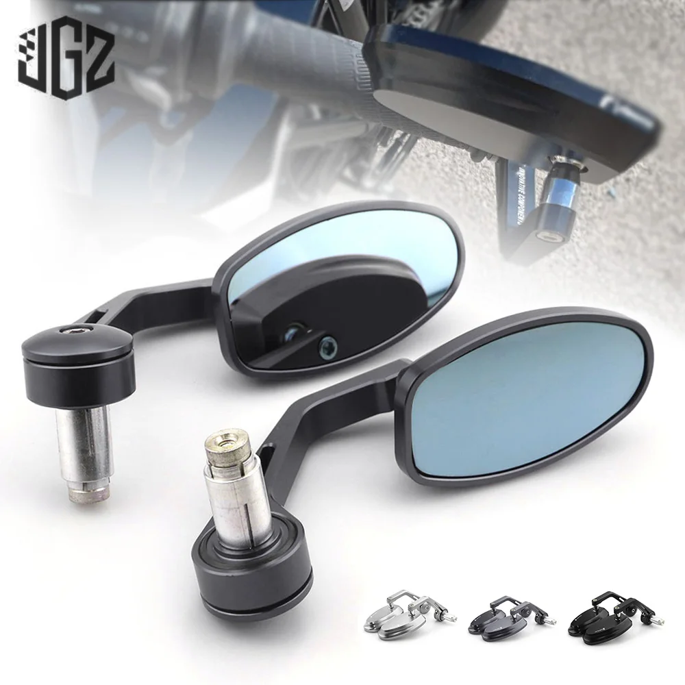 Cnc Aluminum Motorcycle Handle Bar End Rear View Side Mirrors Blue