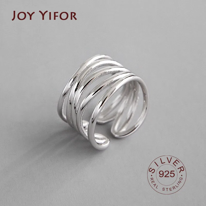 925-Sterling-Silver-Open-Ring-Simple-Finger-Rings-For-Women-Wide-Face ...