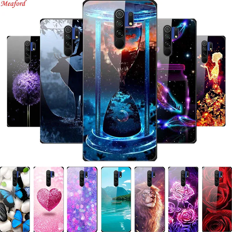 For-Redmi-9-Phone-Case-Hard-Tempered-Glass-Back-Cover-Case-For-Xiaomi ...