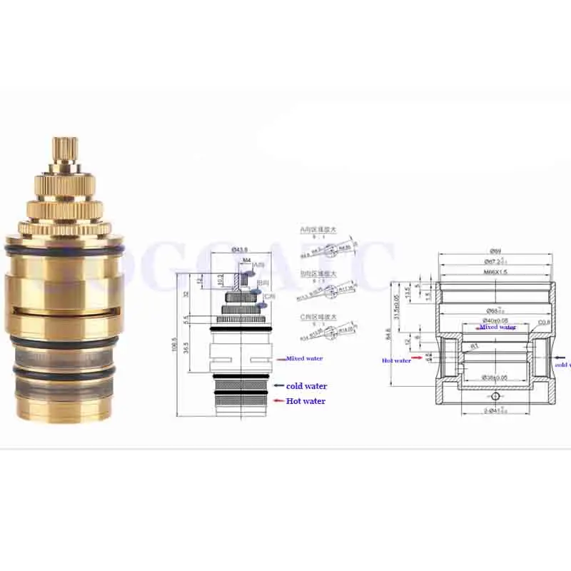 Robinet baignoire,Noyau de valve thermostatique, noyau de valve fileté ...