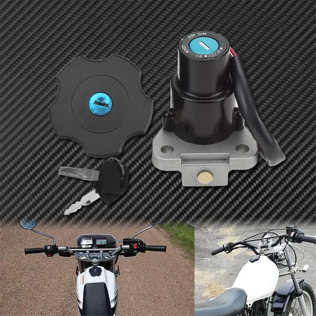 Motorcycle Ignition Switch Lock Key Fuel Tank Gas Cap Cover Kit Set ...