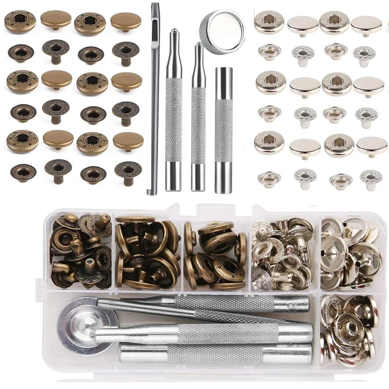 LMDZ 85Pcs Leather Snap Fasteners Kit,10/15mm Metal Button Snaps Press ...