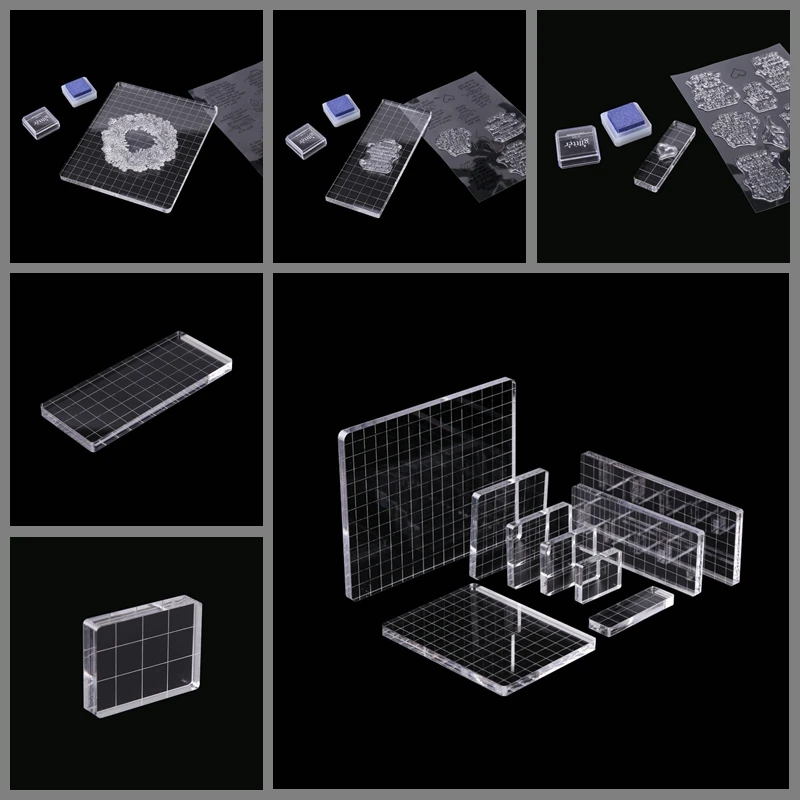 Clear Acrylic Stamp Block Gridlines Easy Positioning Use To Transparent ...