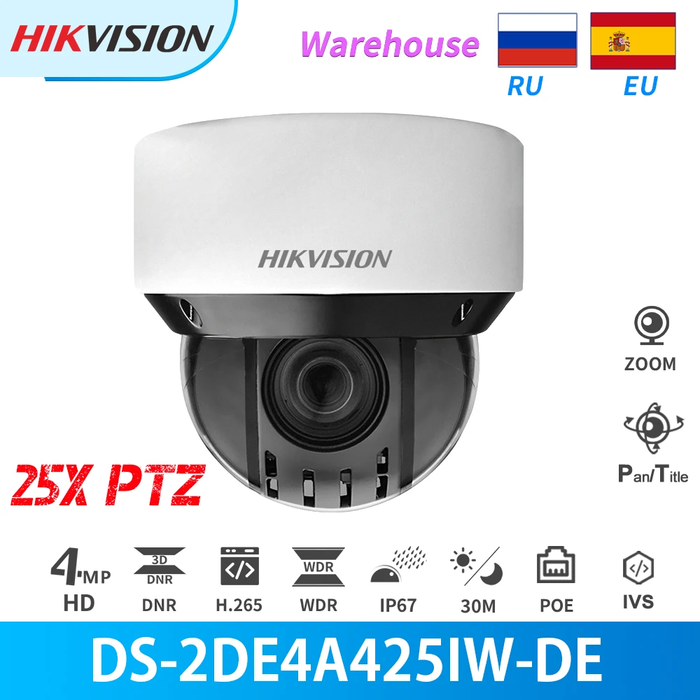 Hikvision Ptz Ip Camera 4mp Ds-2de4a425iw-de Ir Poe Outdoor Dome 25x ...