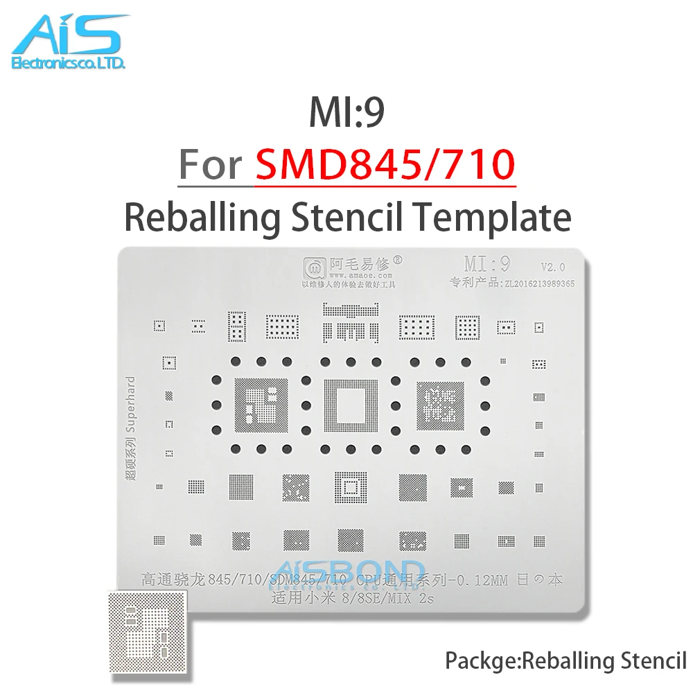 BGA Reballing Stencil Para Xiaomi 8 MI9 8se Mix2s CPU SDM845 SDM710 RAM ...