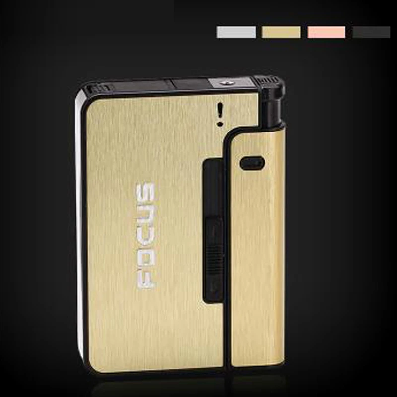 Focus Portable Metal Cigarette Boxes With Kerosene Oil Lighter 10pcs ...
