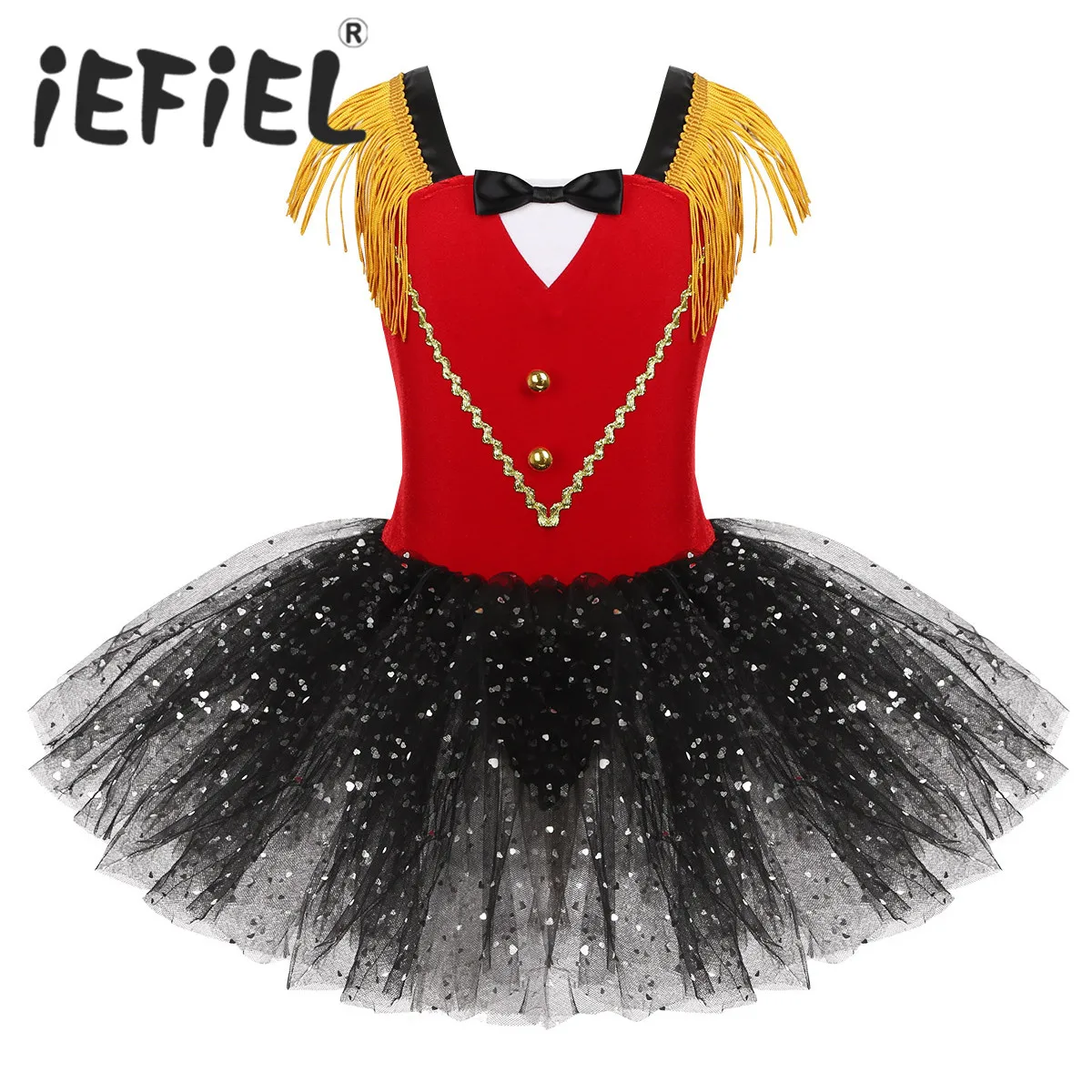 Girls Halloween Circus Ringmaster Costume Dancewear Sequins Mesh Tutu ...