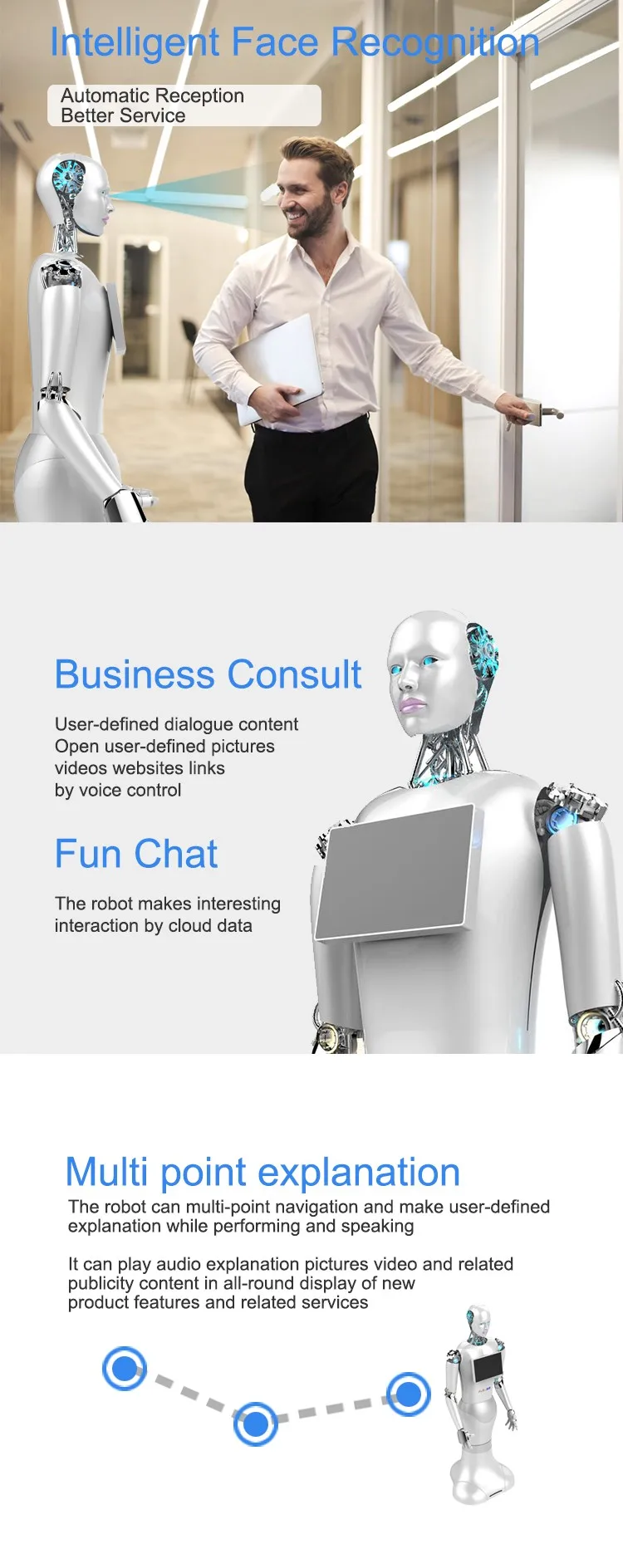 Intelligent Service Robot Smart Humanoid Robot Hotel Welcome Service ...