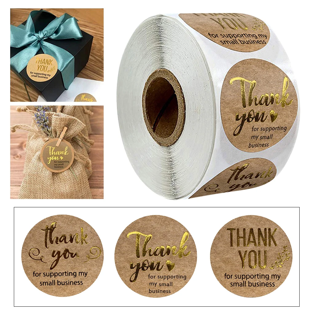 500 Pieces Handmade Thank You Packaging Stickers Round Paper Labels ...