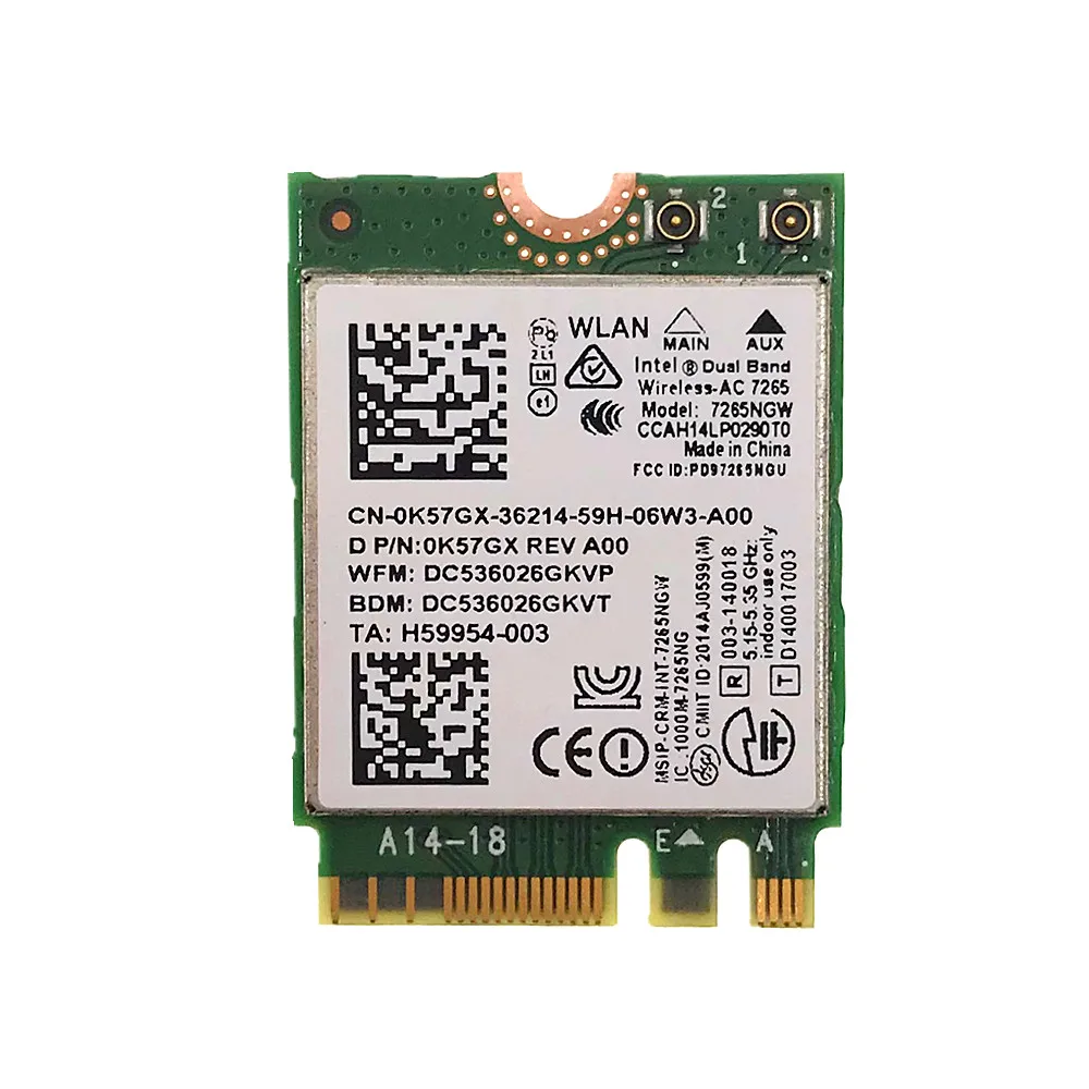 New-Dual-Band-AC-Intel-7265-7265NGW-802-11ac-2-x-2-WiFi-Support ...
