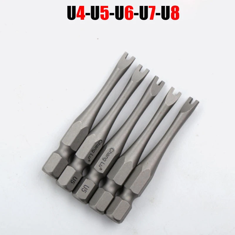50mm 1/4 Inch Hex Shank U-type Screwdriver Bits Cr-v Magnetic Electric ...