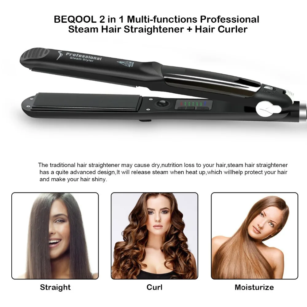 Professional Argan Oil Steam Hair Straightener Flat Iron Injection ...