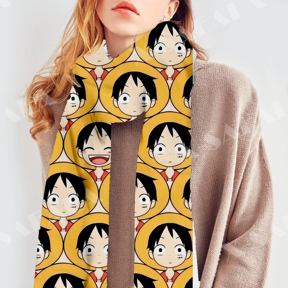 Cartoon One Piece Pirate Luffy Winter Scarf Female British Bristled ...