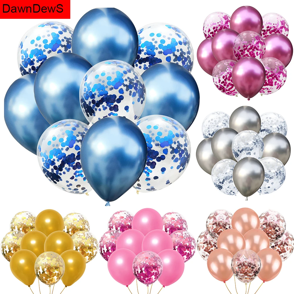 10pcs Metallic Balloon Confetti Air Balloons Set Babyshower Baby Shower ...
