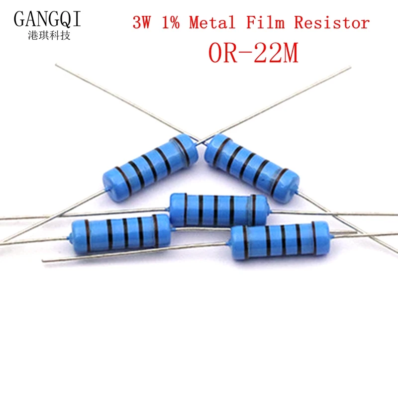 20pcs 3W Metal Film Resistor 3W 1% 0.1R 2.2M 2.2 10 100 120 150 220 270 ...