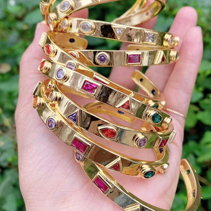 3-Pcs-Colorful-Crystal-bangle-Jewelry-Elegant-Metal-fashion-bangle-for ...