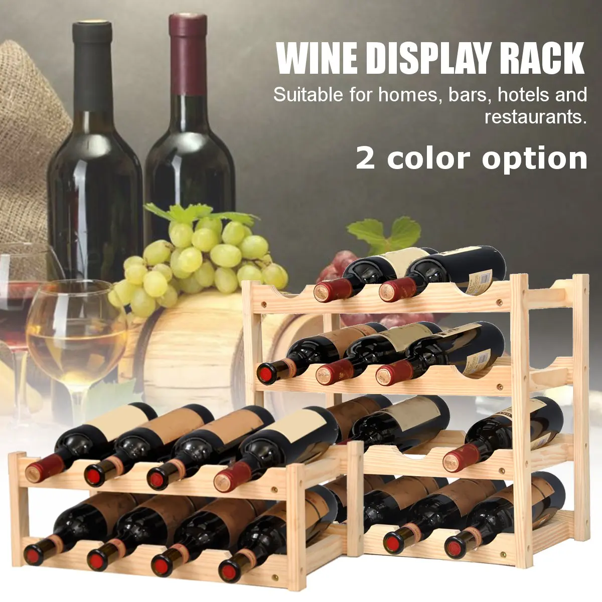 Wine & Beer Storage Original Standing Wooden Wine Rack Organizer 8 ...