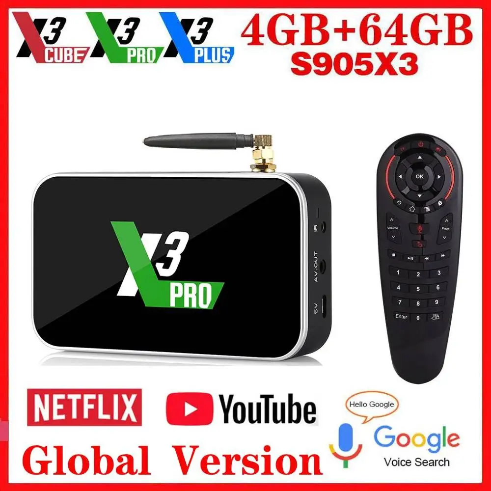 ТВ-приставка Amlogic S905X3, Android 9,0X3 Plus, 4 Гб ОЗУ, 64 Гб ПЗУ ...