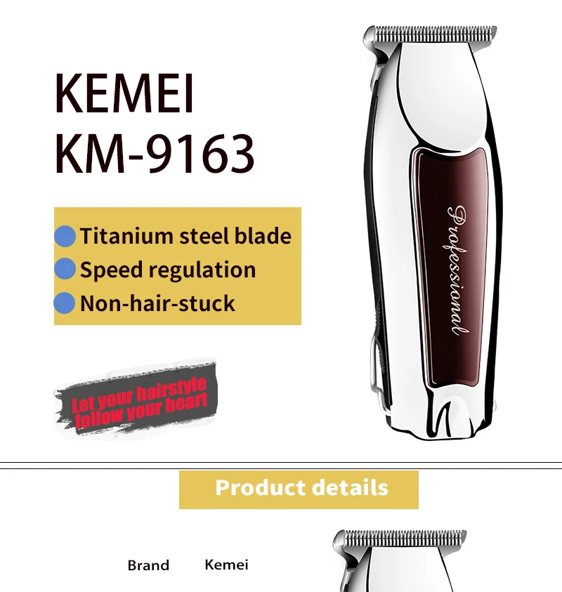 KM-9163 tondeuse à cheveux sans fil rechargeable, rasoir de coiffeur à ...