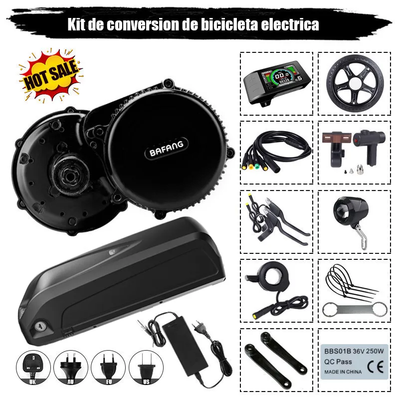 BAFANG Kit de Motor eléctrico de accionamiento medio, 36V, 250W, BBS01B ...