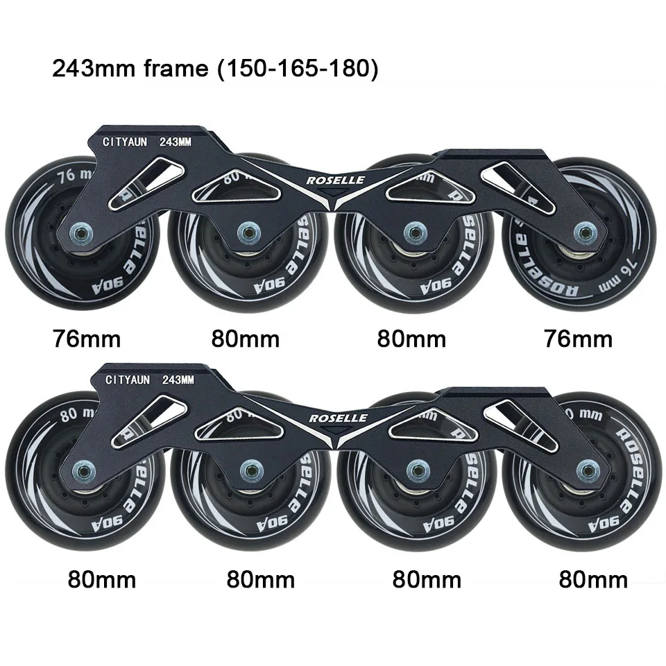 231 243mm quadro & 4*80 76 72 mm 90a rodas & rolamentos para slalom ...
