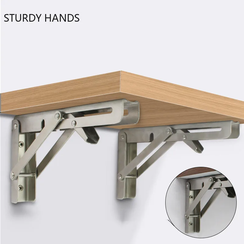 2Pcs Stainless Steel Triangle Folding Angle Bracket Heavy Support ...