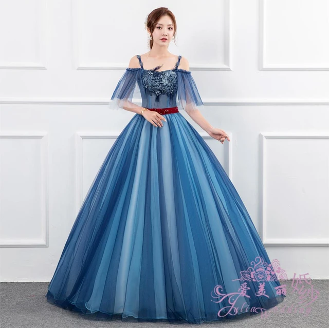 Dark Blue Princess Prom Dresses